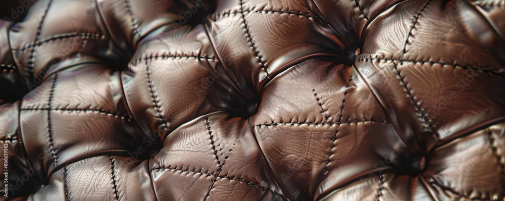 A detailed look at leather with a quilted texture, where the material ...