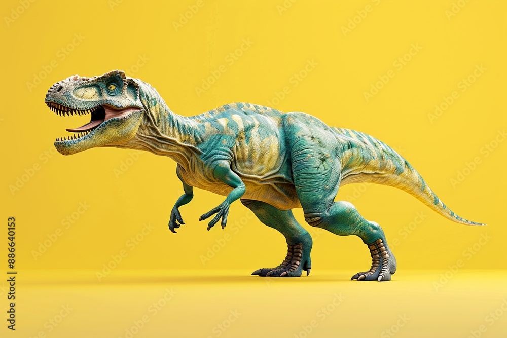 Vibrant, realistic, full-body Tyrannosaurus Rex, dinosaur in vivid ...