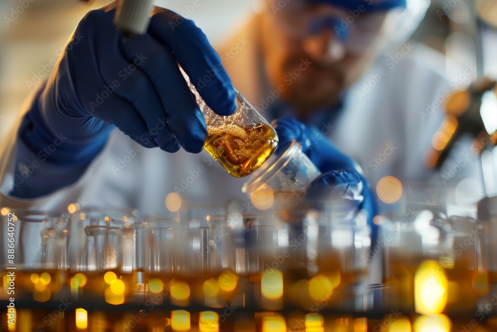 Scientist Analyzing Crude Oil Samples in Laboratory with Detailed Focus ...
