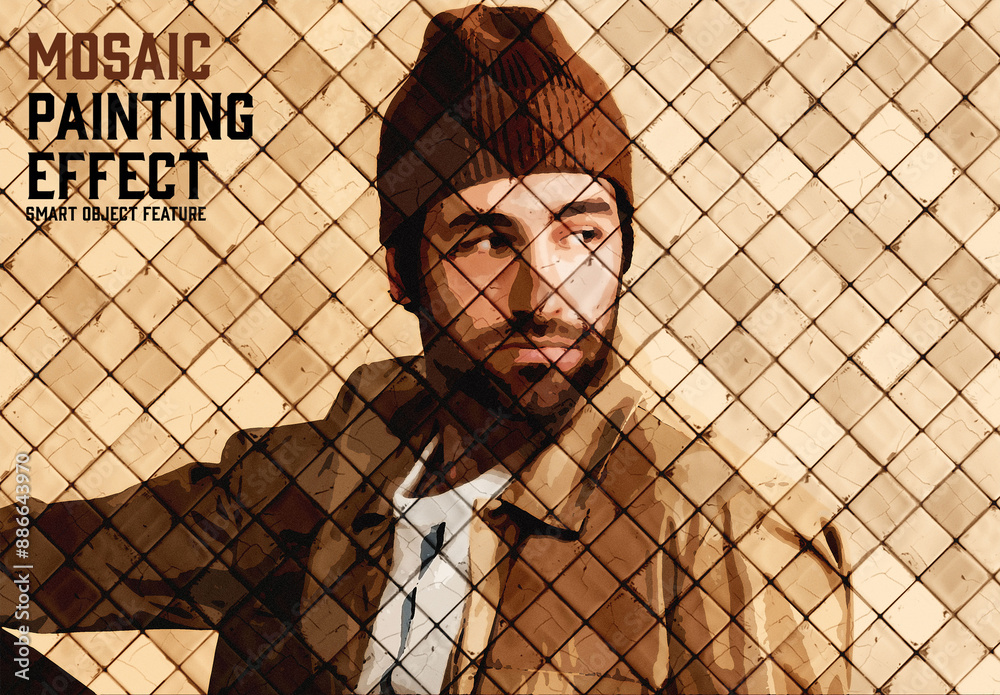 Mosaic Painting Effect with Generative AI Stock Template | Adobe Stock