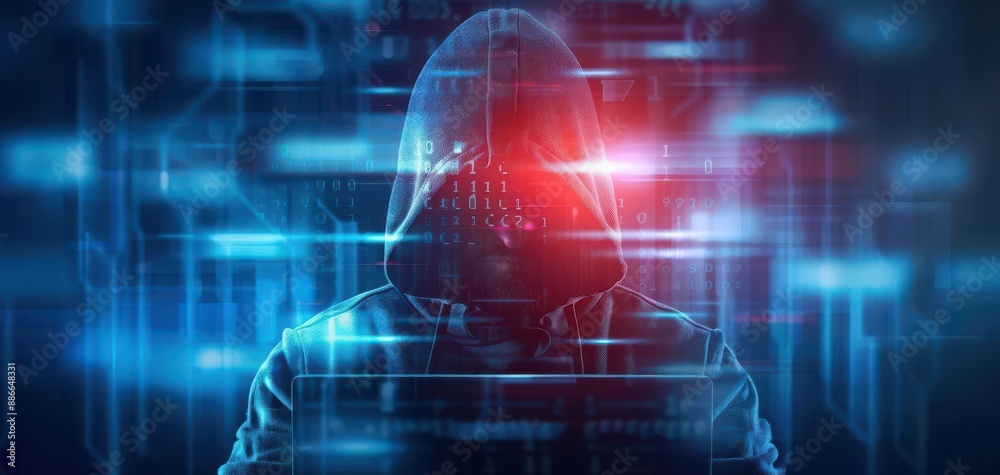 Hacker cracking a password with code on screens, cyber security ...