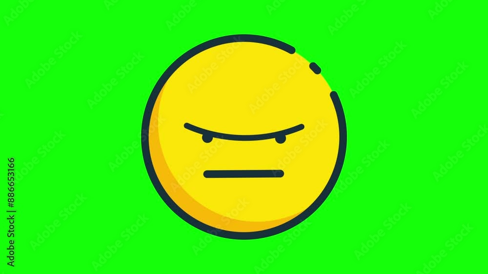 2D emoji expressionless face animated icon. 4K animated icon on green ...