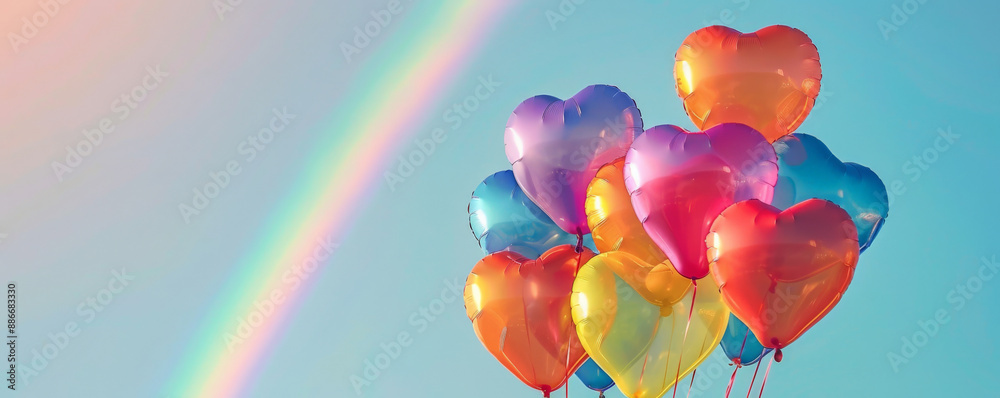 A vibrant background featuring a bunch of rainbow-colored heart ...