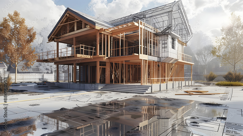 detailed architectural design rendering new house apartment home ...