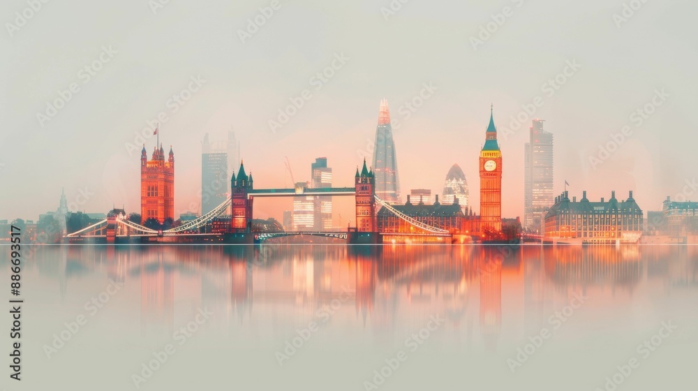 A stunning view of London's skyline at dusk featuring prominent ...