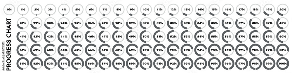 Pie charts, load indicators from 0 to 100%. They show processes such as ...