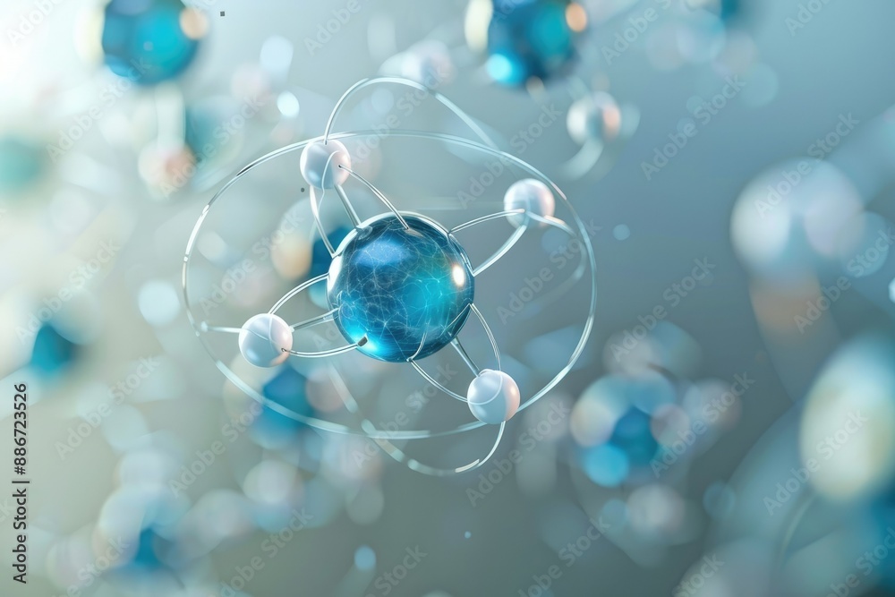 Microscopic View of Electrons A microscopic view of an atom, showcasing ...