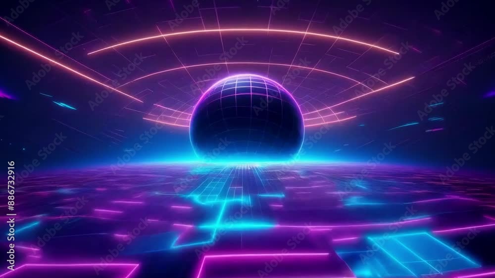 neon cyber space planet core background - 4k new stock video footage ...