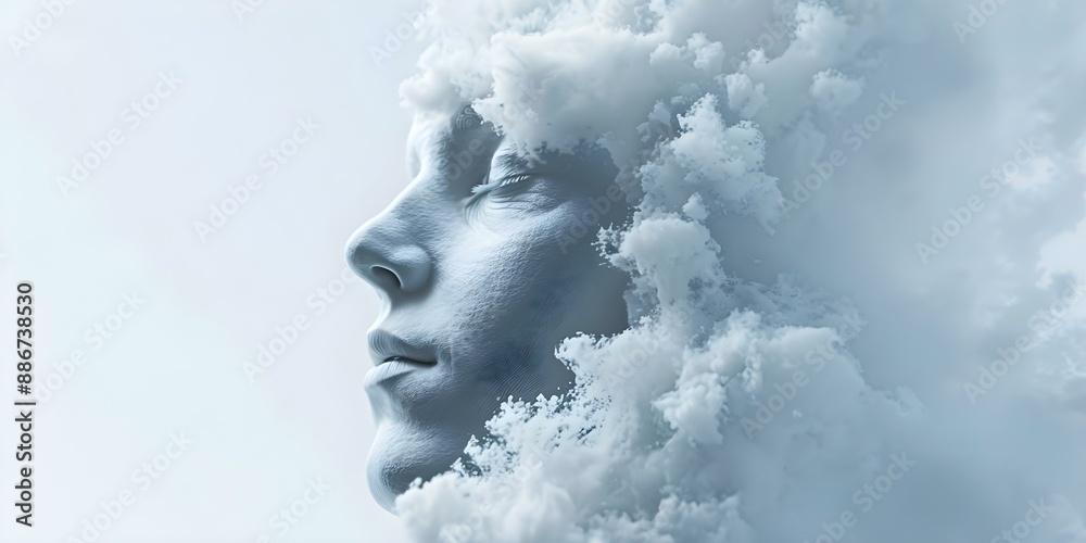 Clouds with human faces loom over a microscopic world casting eerie ...