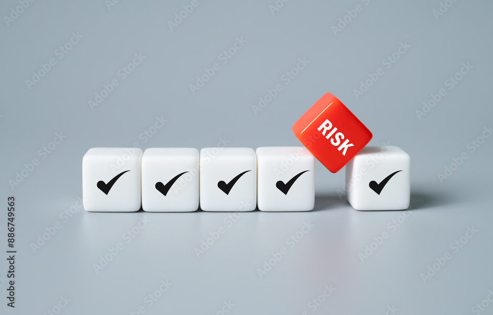 close up at the red cube to identify red danger risk cube among other ...