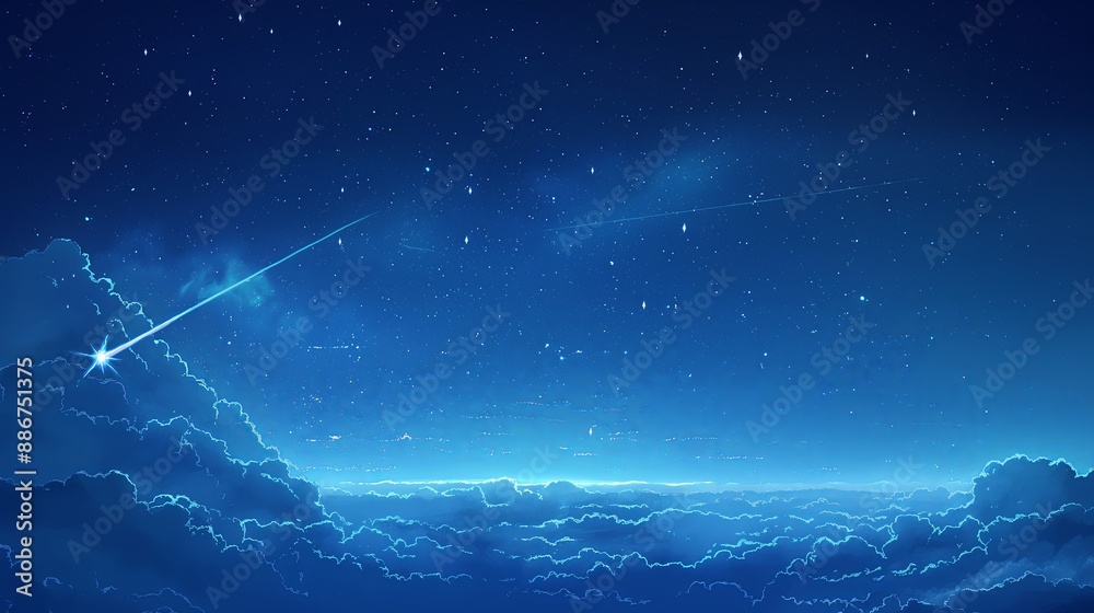 A star is shooting through the sky, leaving a trail of light behind it ...