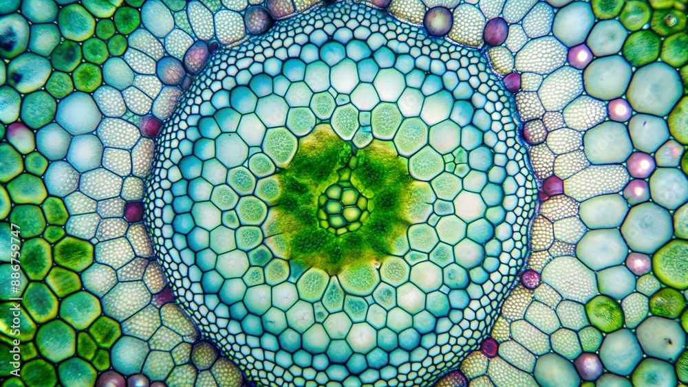 Stock-illustrationen Monocot plant vascular tissue magnified under the ...