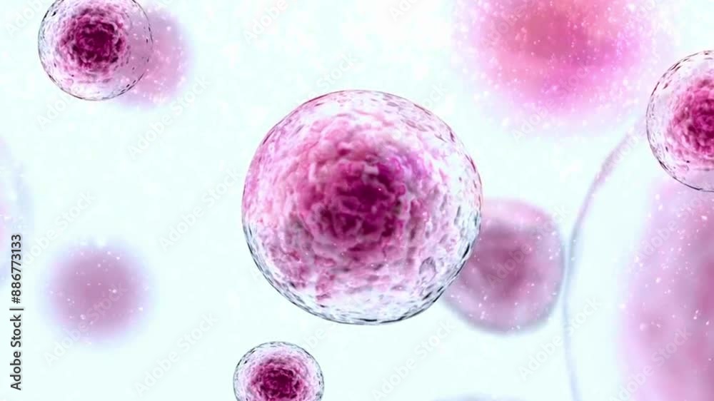 3D Animation of Cell division under a microscope. Dividing and ...