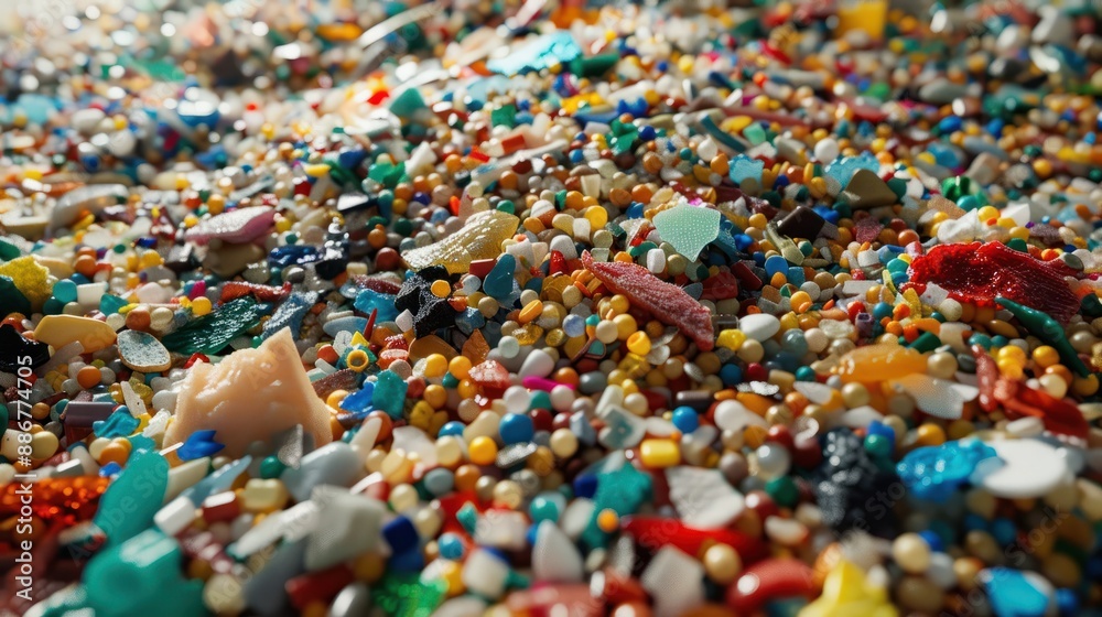 Close-up of a pile of microplastics, symbolizing the contamination of ...