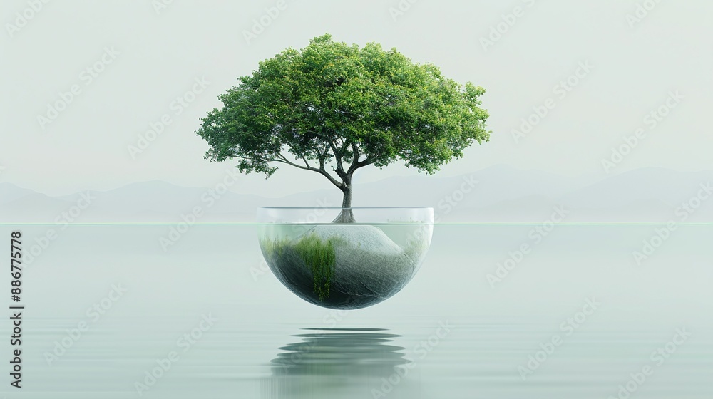 Surreal artwork depicting the interconnectedness of ecosystems in a ...
