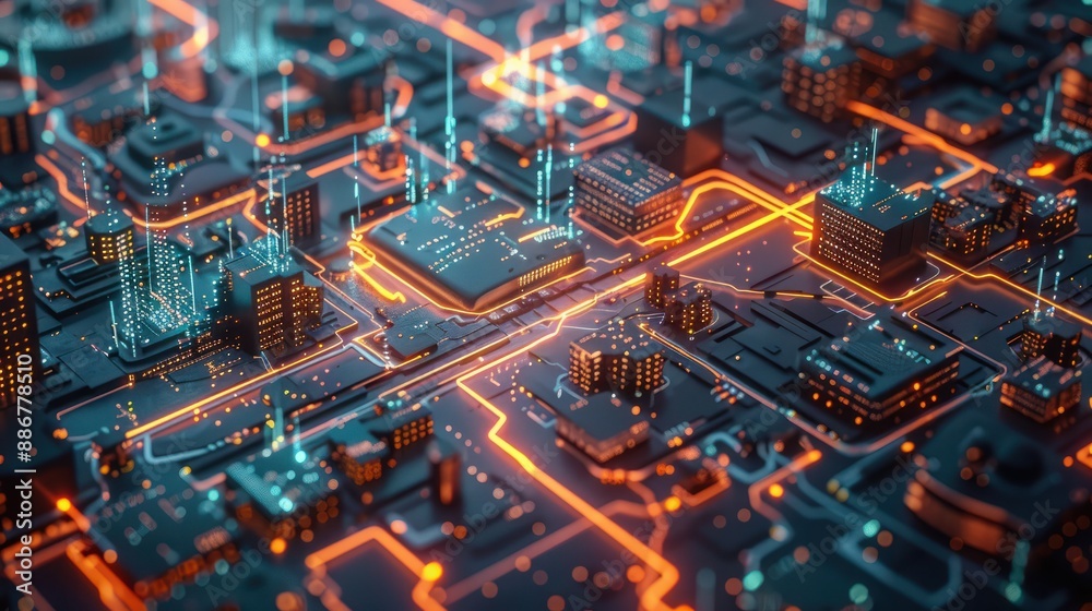 Information in Perspective: Glowing Data Travels Across a Detailed 3D ...