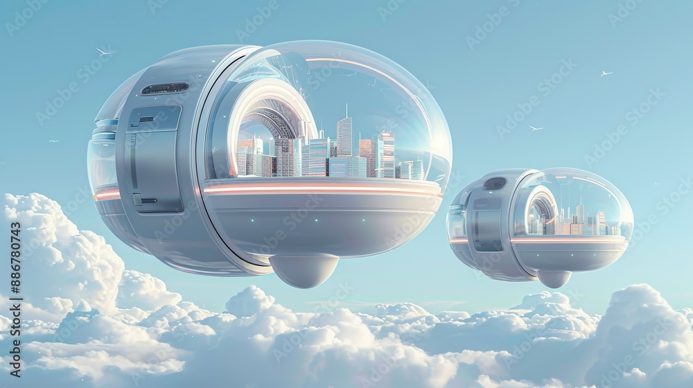 Futuristic concept art envisioning floating cities and habitats in the ...