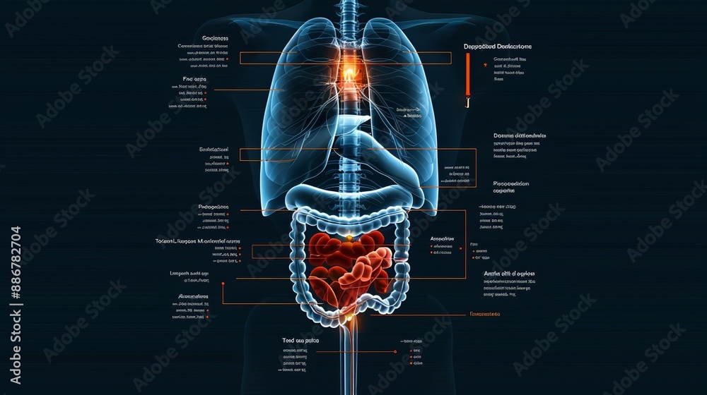 Educational diagram explaining the anatomy of the human digestive ...