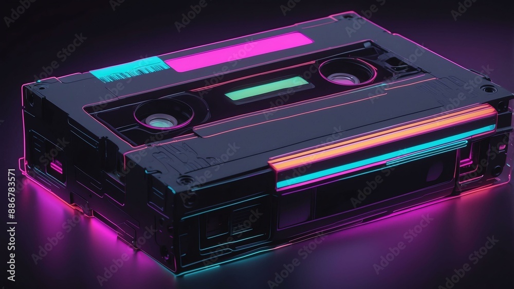 vhs glitch effect vhs tape background with distorted n Retro neon ...