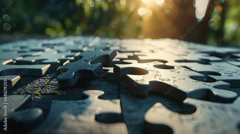 puzzle pieces coming together to form a complete picture, representing ...