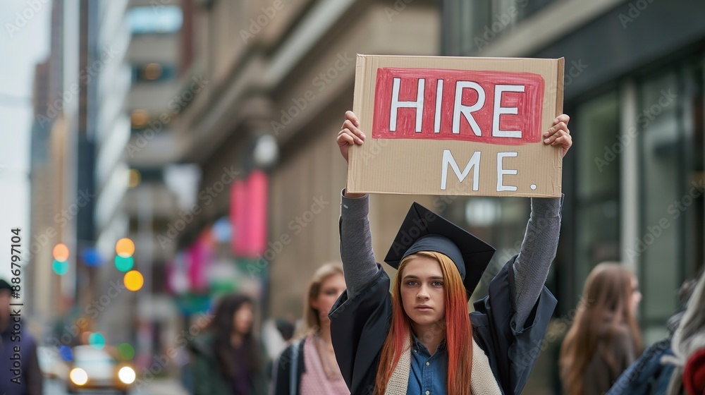 student wearing a graduation gown and a cap, young teenage girl ...