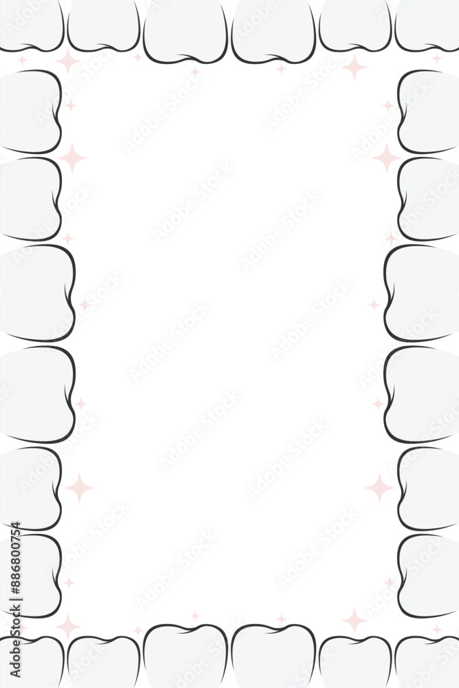 Frame of teeth banner. Tooth border medicine concept. Teeth oral dental ...