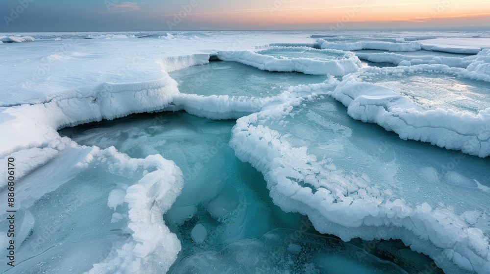 Captivating frozen arctic landscape with broken ice formations ...