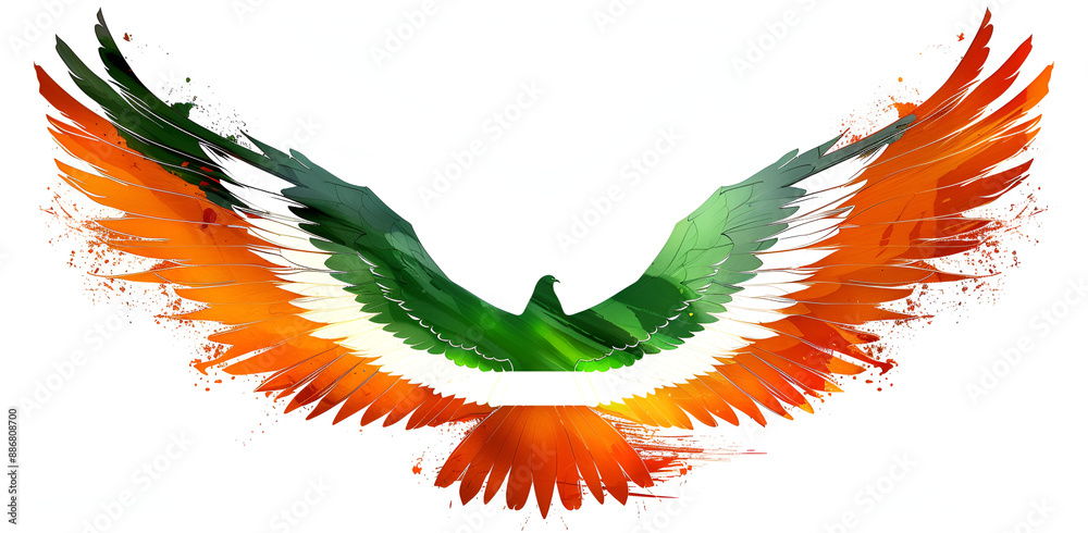 Indian Flag in Eagle Shape, like eagle is flying in the sky, depicting ...