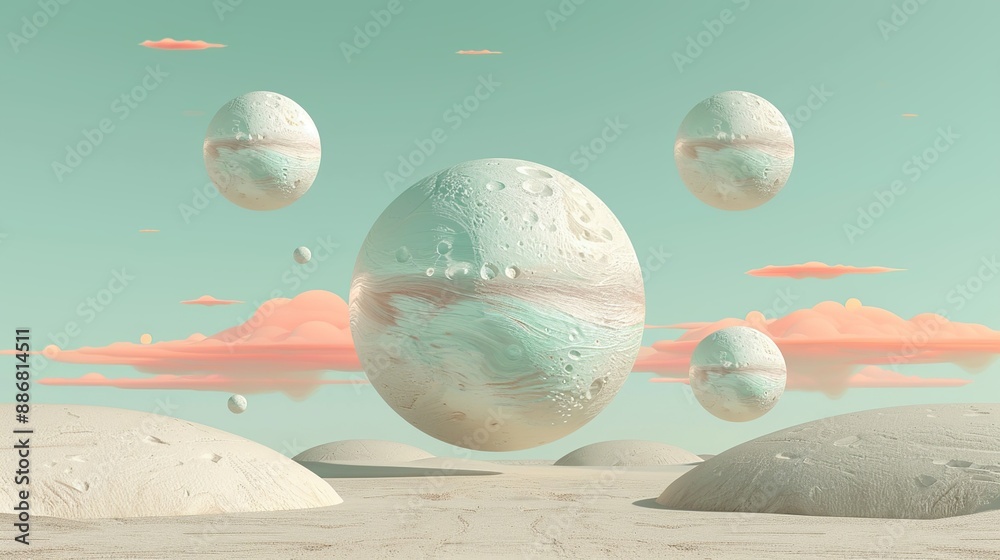 Artistic interpretation of an alien planet's moons orbiting in ...