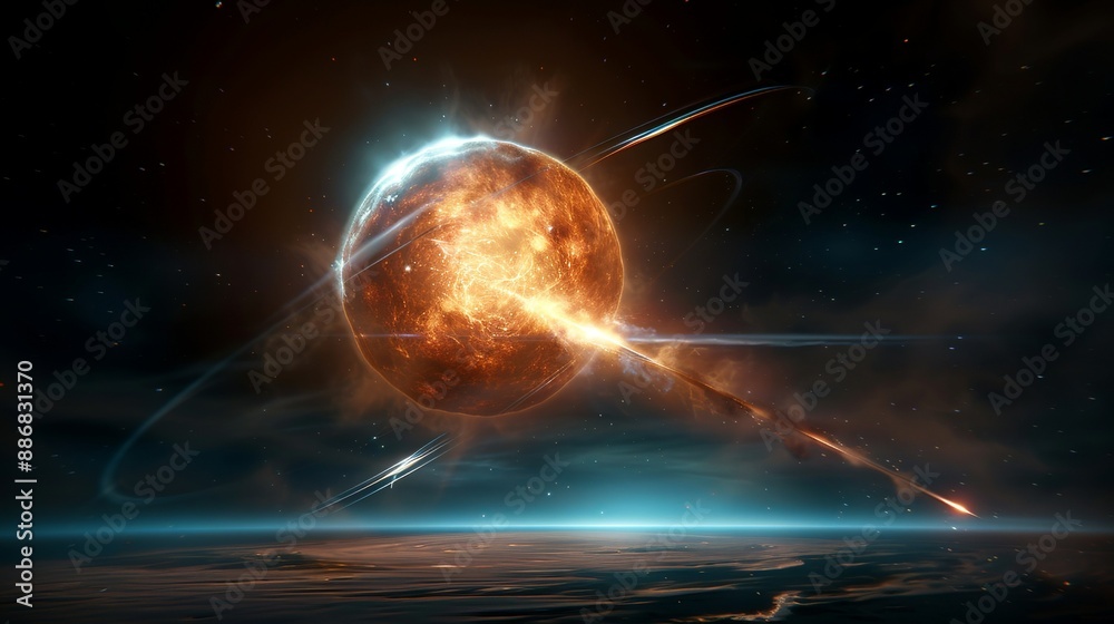 Cosmic phenomenon of a magnetar emitting bursts of radiation into space ...