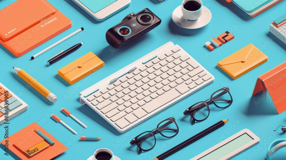 Flat lay featuring key components of a tech hub ecosystem, including ...