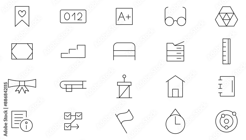 Vetor de University line icon set. Education, e-learning, school ...