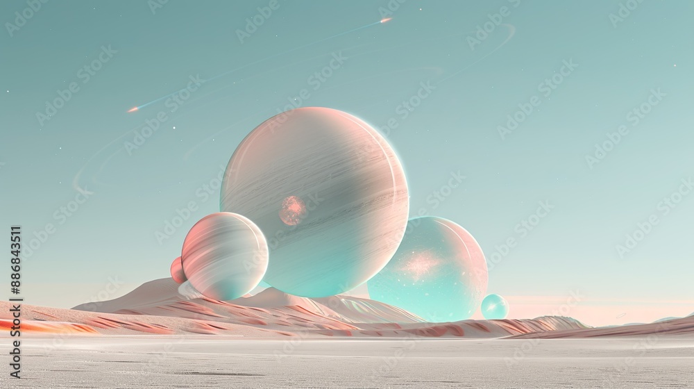 Artistic interpretation of an alien planet's moons orbiting in ...