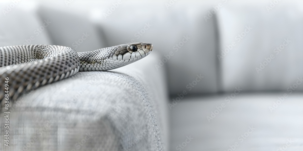 Snakes in a modern apartment A surprising sight on the couch. Concept ...