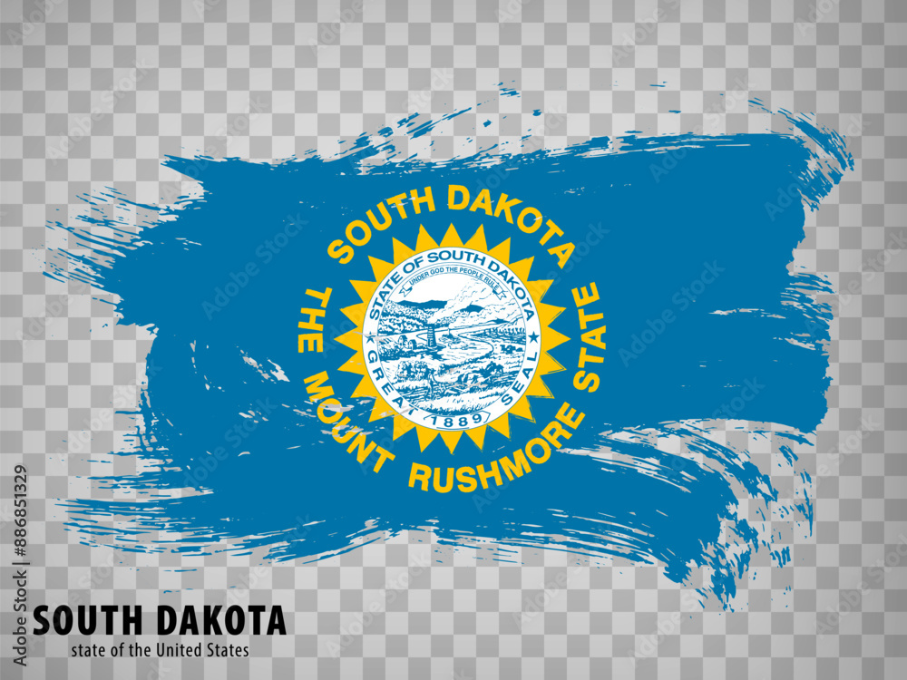 Flag of South Dakota State from brush strokes. United States of America ...