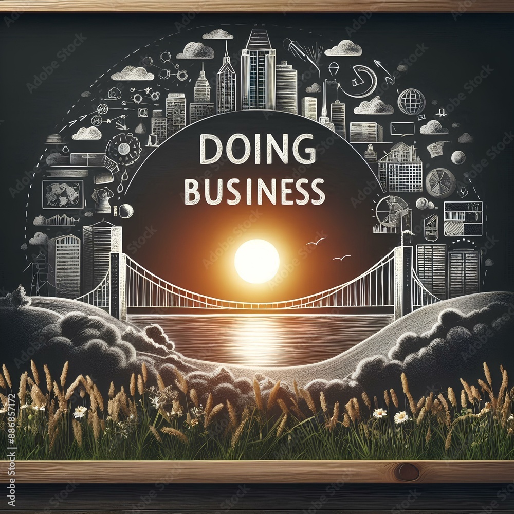 Doing Business symbol. Concept word Doing Business on black chalk ...