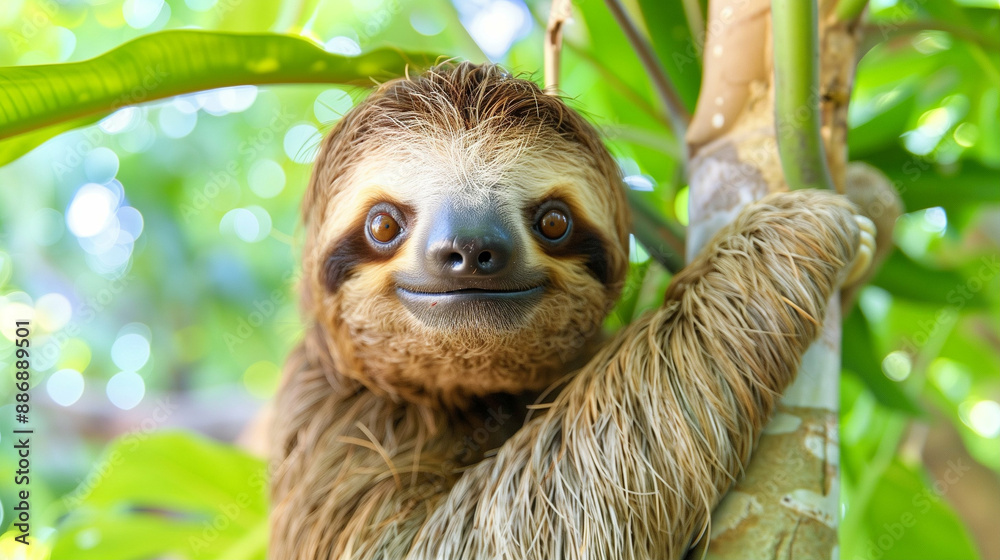 Happy Sloth in the Rainforest. Wildlife Photography of a Curious Mammal ...
