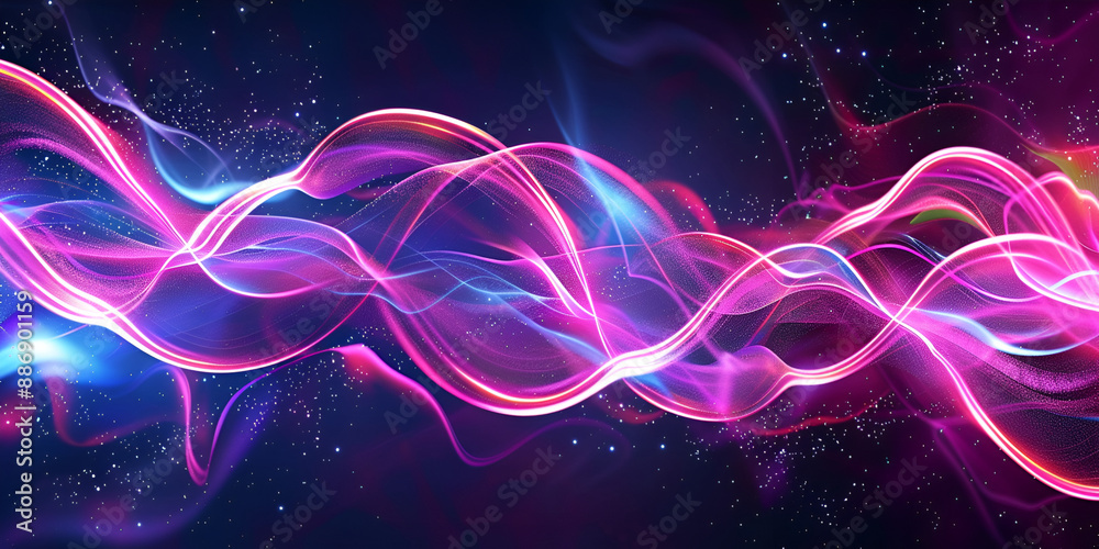 Abstract pinkpurple background with neon light and fog synthwave ...