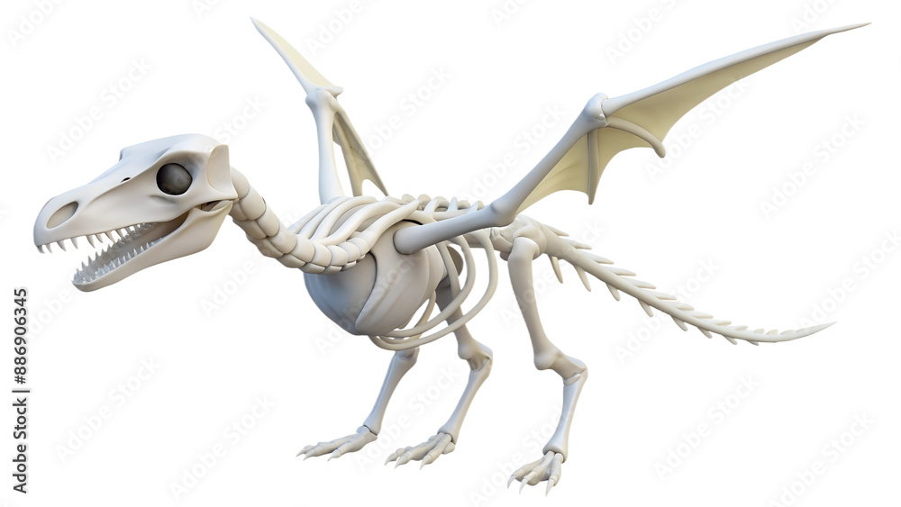 Cartoon skeleton structure of Pterodactyl 3d icon isolated on the ...