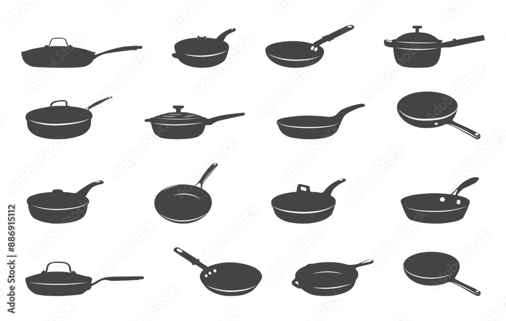 Frying pan silhouette, Frying pan svg, Cooking pan svg, Pans svg ...