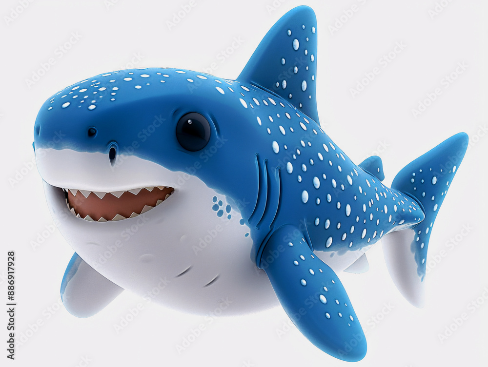 Adorable clay shark with swimming, full body, facing front, very small ...