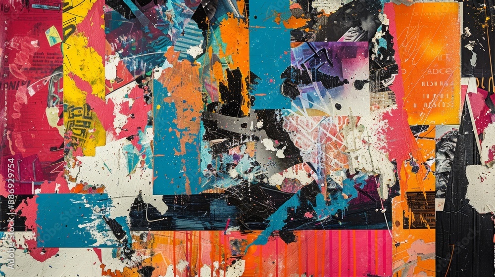 artistic collage, embrace bold and eclectic style with the chaos ...