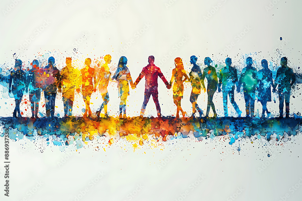 An illustration in flat art style, featuring icons that represent ...