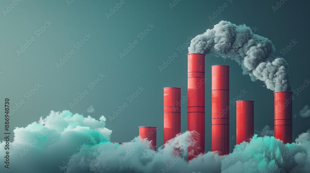 A detailed ascending bar graph illustrating the growth of CO2 emissions ...