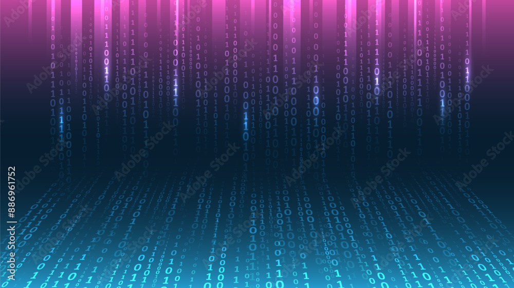 Program code. Computer background of numbers. Flying data illustration. Analytics, sorting ...