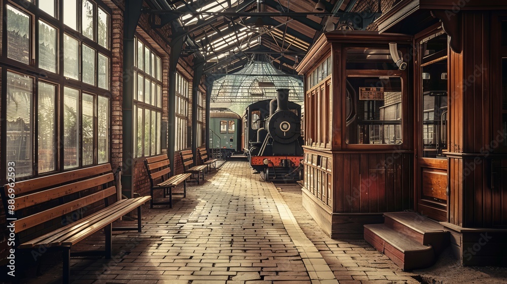A beautifully captured photograph of a vintage train stationed at an ...
