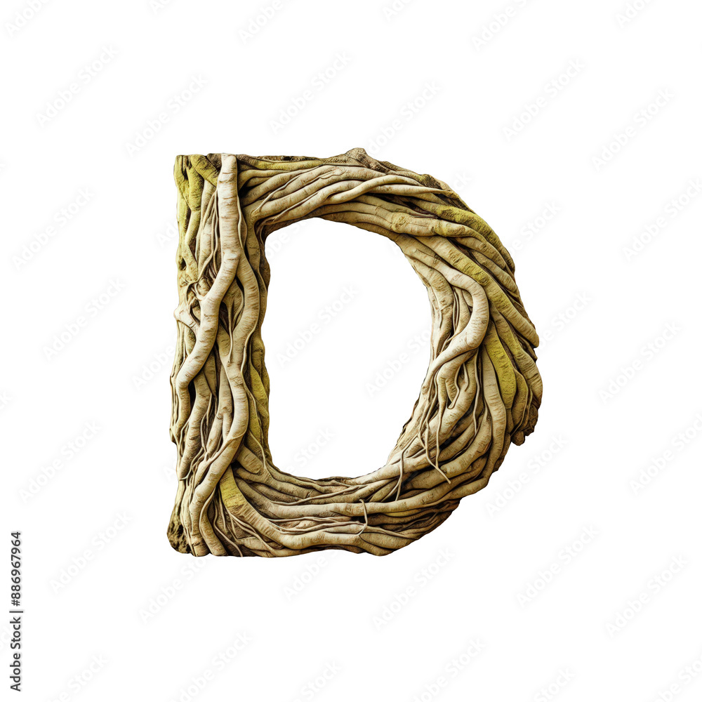 Letter D. Nature-Inspired Artstyle with old tree roots. Foresttheme ...