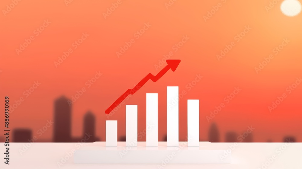 Histogram, depicting economic fluctuations, flat design illustration ...