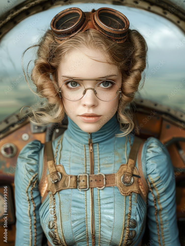 Adventure Awaits Steampunk Aviatrix in the Cockpit, Ready to Soar the ...