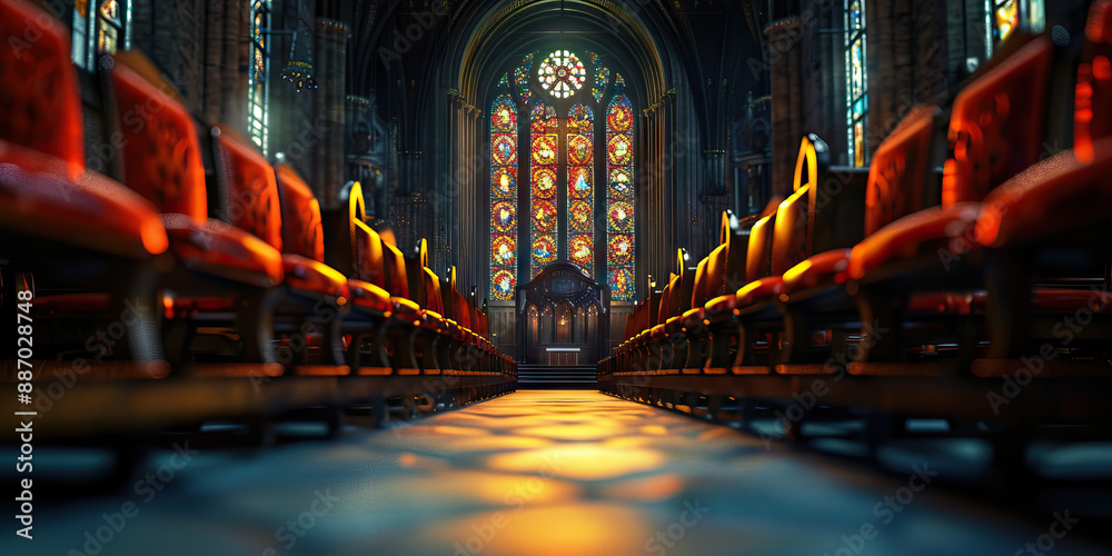 The Choir Loft of Discourse: Empty choir seats framing a stained glass ...